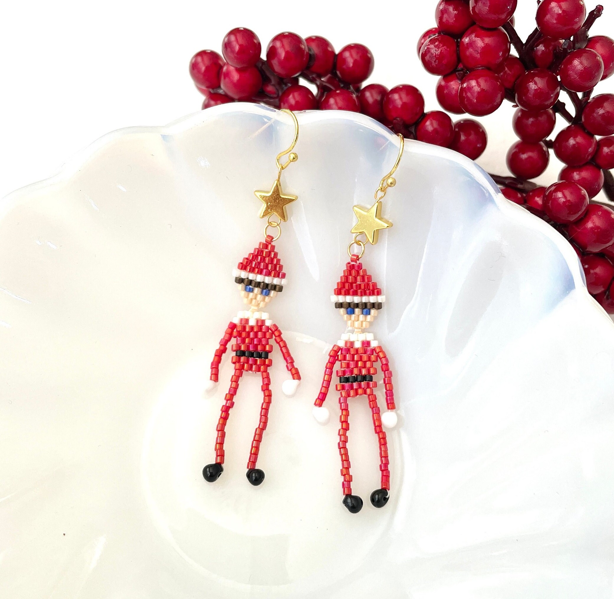 Cute Elf Earrings Christmas Elf Elf Jewelry Elf on the Shelf Beaded Elf ...