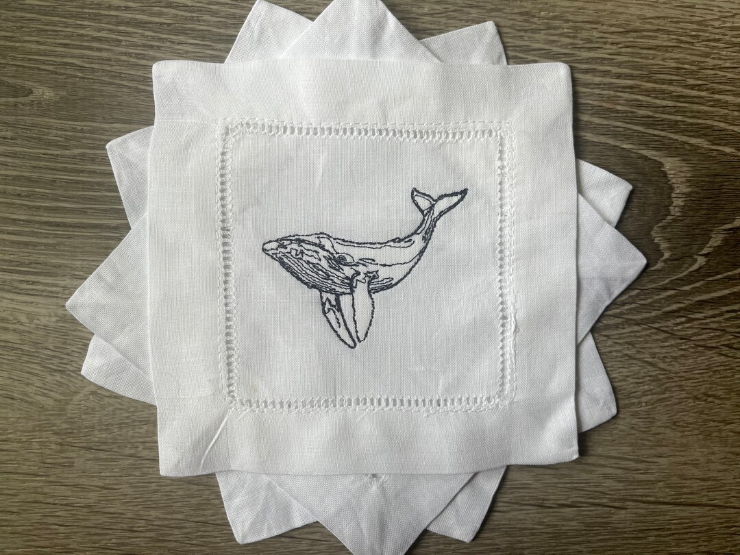 Whale Cocktail Napkins {set of 4} - Etsy