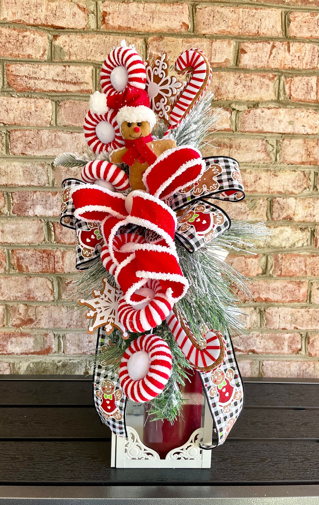 Christmas Gingerbread Lantern Swagholiday Giftsgingerbread Bowholiday ...