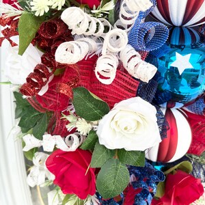 Patriotic XL Roses Swag, 4th of July Decor, Memorial and Labor Day Swag ...