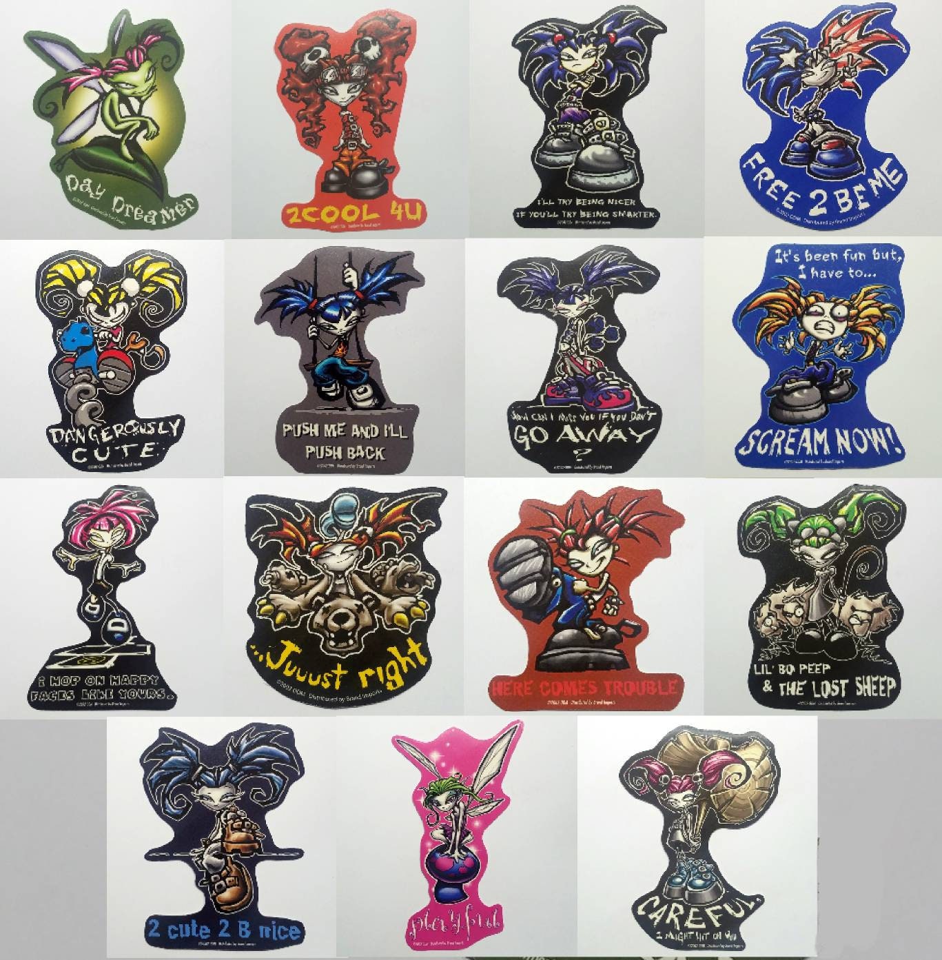 Full Set 15 Goth Girl Stickers Vintage Vending Machine Collectible ...