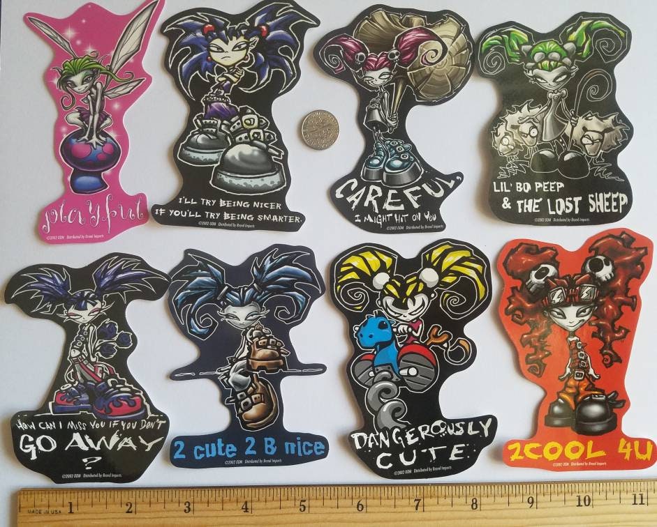 Full Set 15 Goth Girl Stickers Vintage Vending Machine Collectible ...
