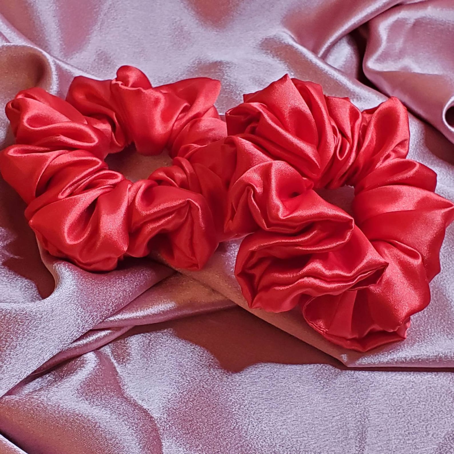SCARLETT XL Scrunchie, Red Satin Jumbo Oversized Scrunchie, Handmade ...