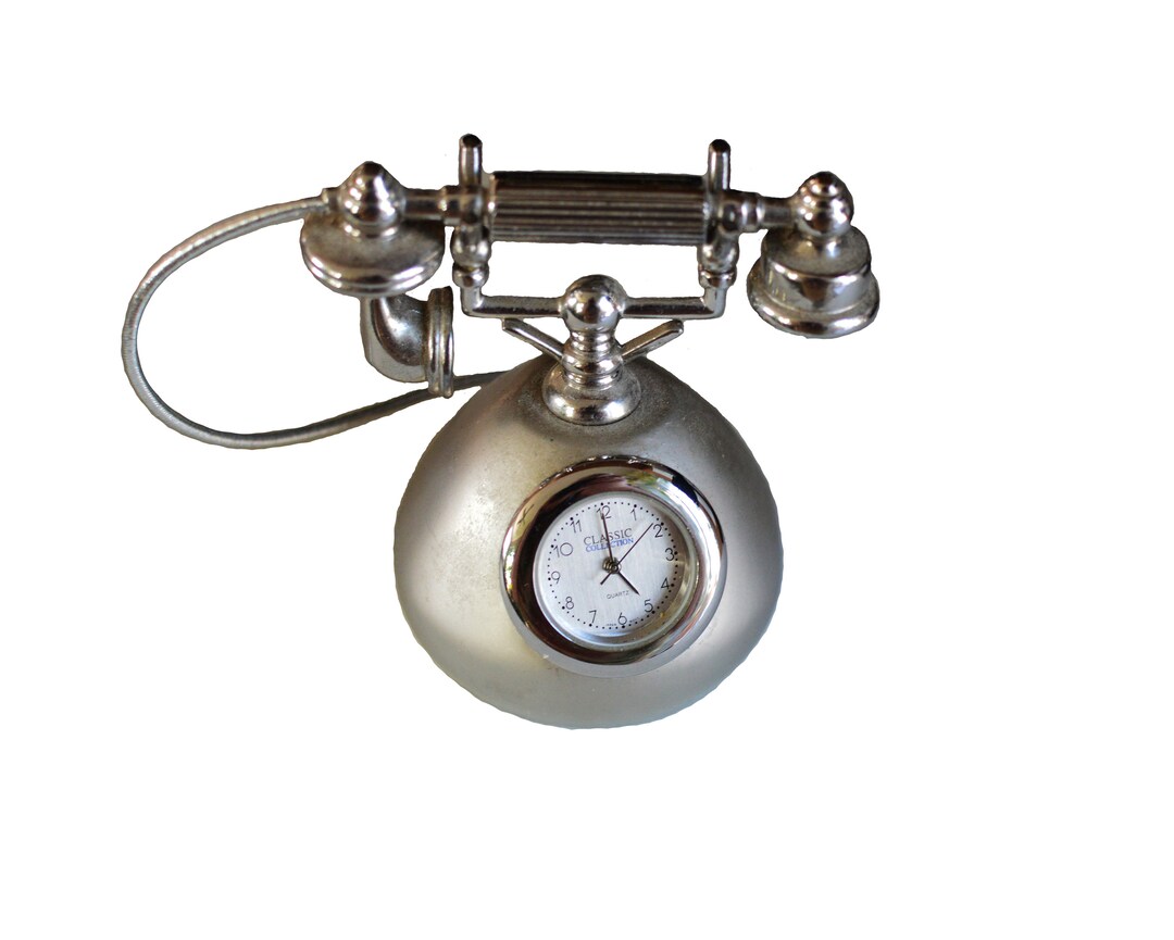 Miniature Quartz Table Clock in Realistic Vintage Phone Design - Etsy