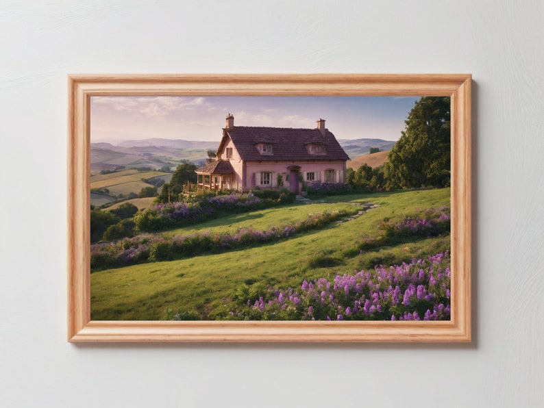 Printable Countryside Landscape Digital Download, Spring Print House on ...