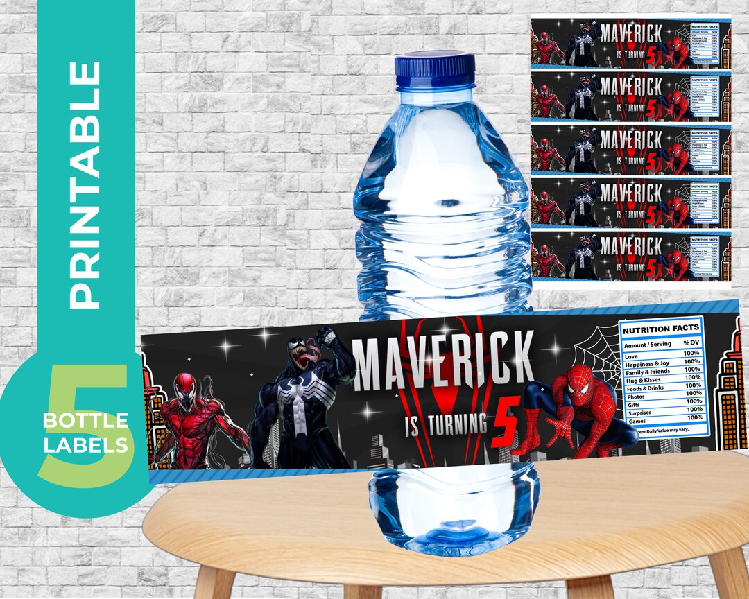 Spiderman Vs Venom Printable Bottle Labels - Etsy