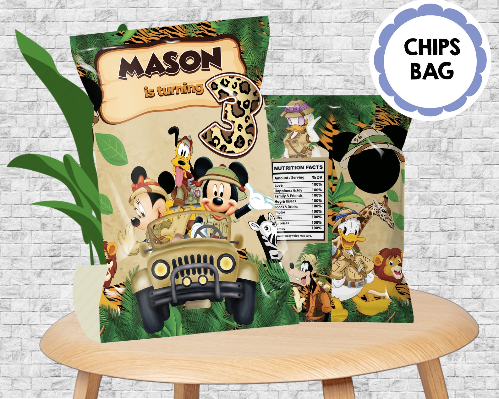 Mickey Safari Chips Bag Printable DIY Customizable Chips Bag - Etsy Canada