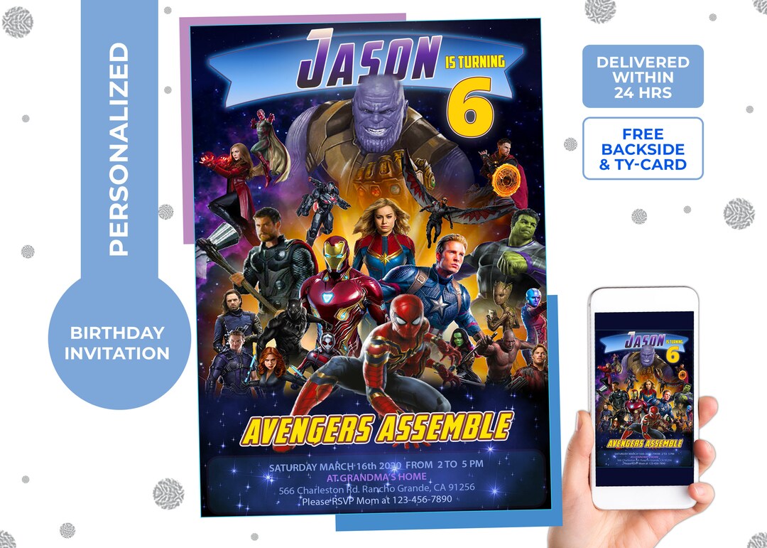 Avengers Endgame Invitation for a superhero birthday party,Spiderman ...