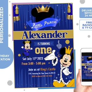 Mickey Royal Prince Birthday Invitation, Royal Invitation for Boys ...