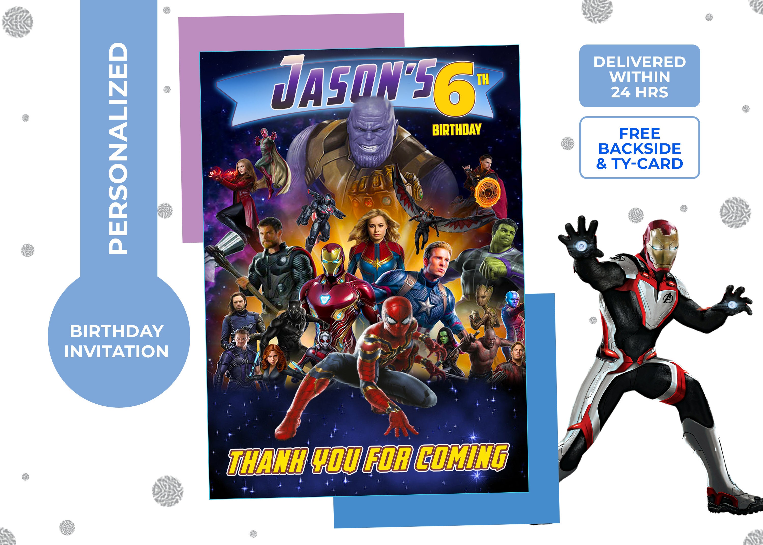 Avengers Endgame Invitation for a superhero birthday | Etsy