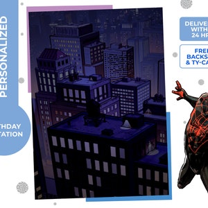 Spiderman Spiderverse Invitation for a Superhero Birthday Party,miles ...