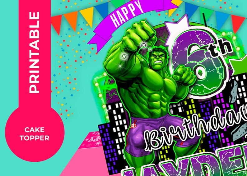 Hulk Printable Cake Topper Digital Cake Topper Personalized - Etsy
