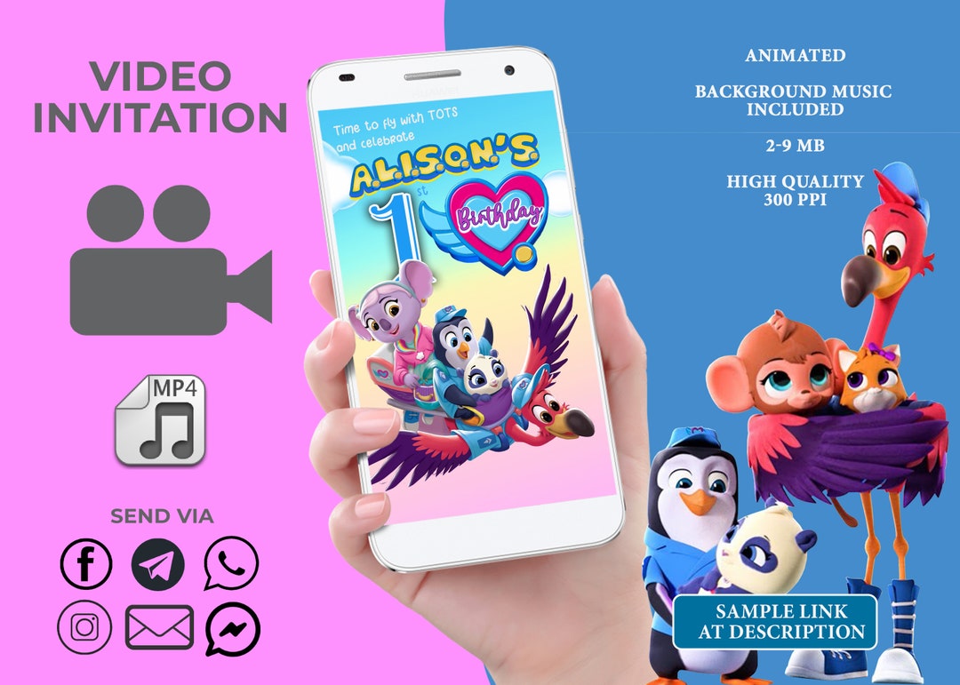 TOTS Birthday Video Invitation, TOTS Birthday Animated Invitation - Etsy