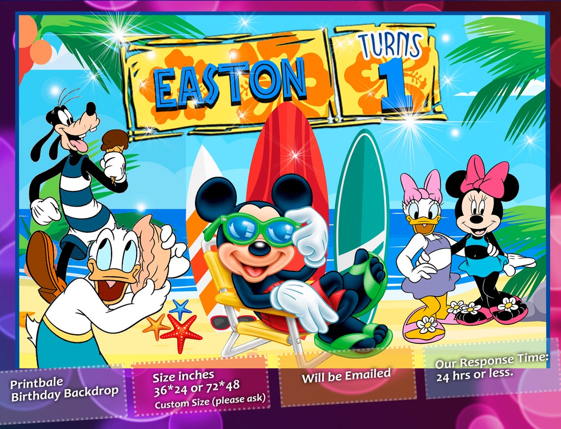 Mickey Pool Party Backdrop Mickey Birthday Decoration - Etsy UK