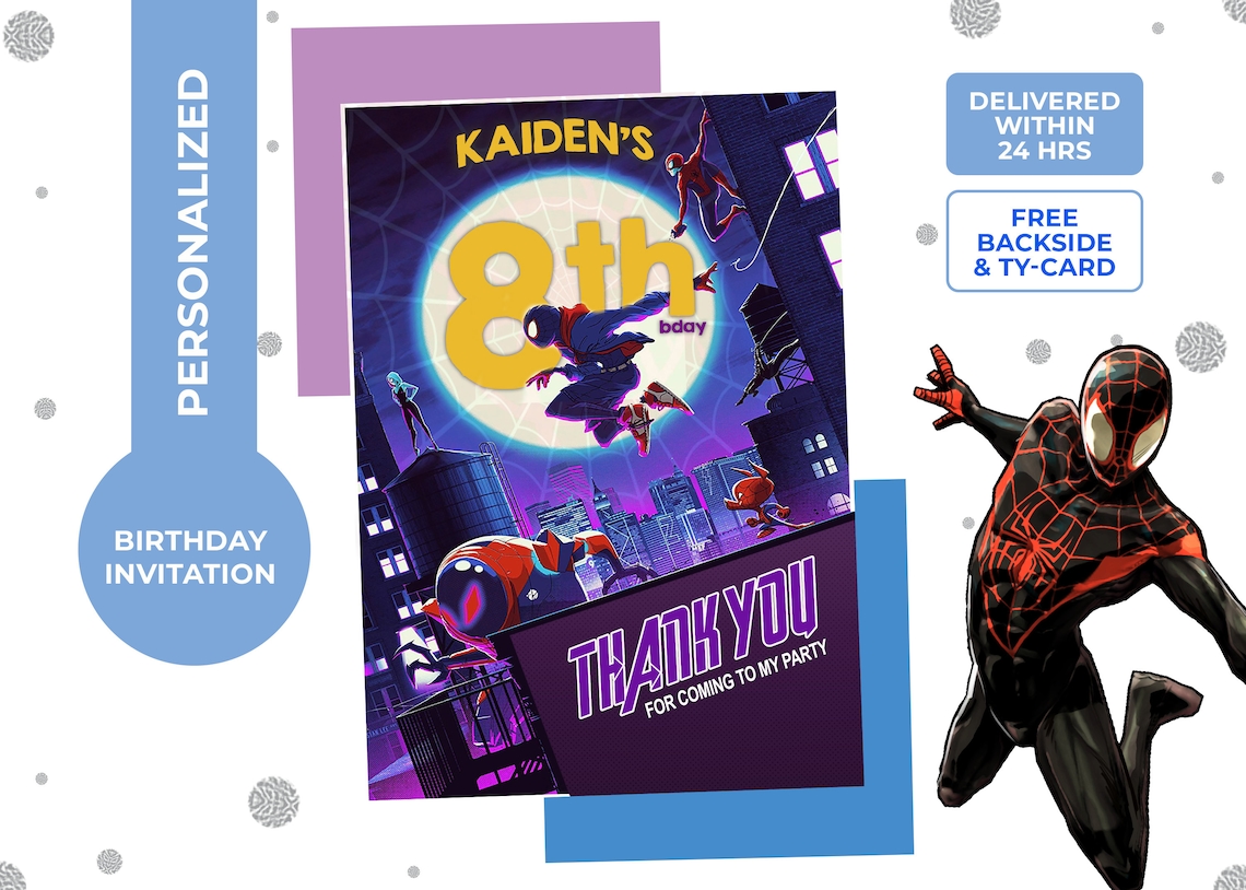 Spiderman Spiderverse Invitation for a Superhero Birthday | Etsy