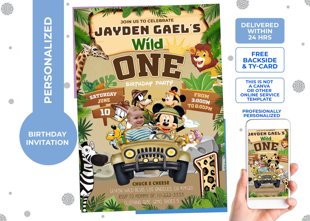 Mickey Wild Safari Birthday Invitation, Safari Invitation, Wild One ...