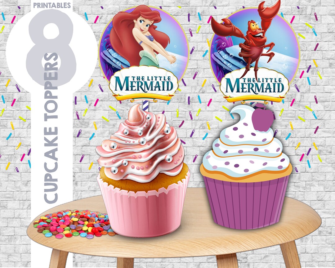 Little Mermaid Cupcake Toppers Decoration, Birthday Party Decoration ...