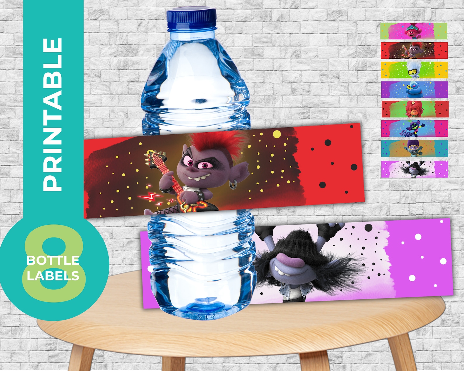 Trolls World Tour Printable Bottle Labels | Etsy