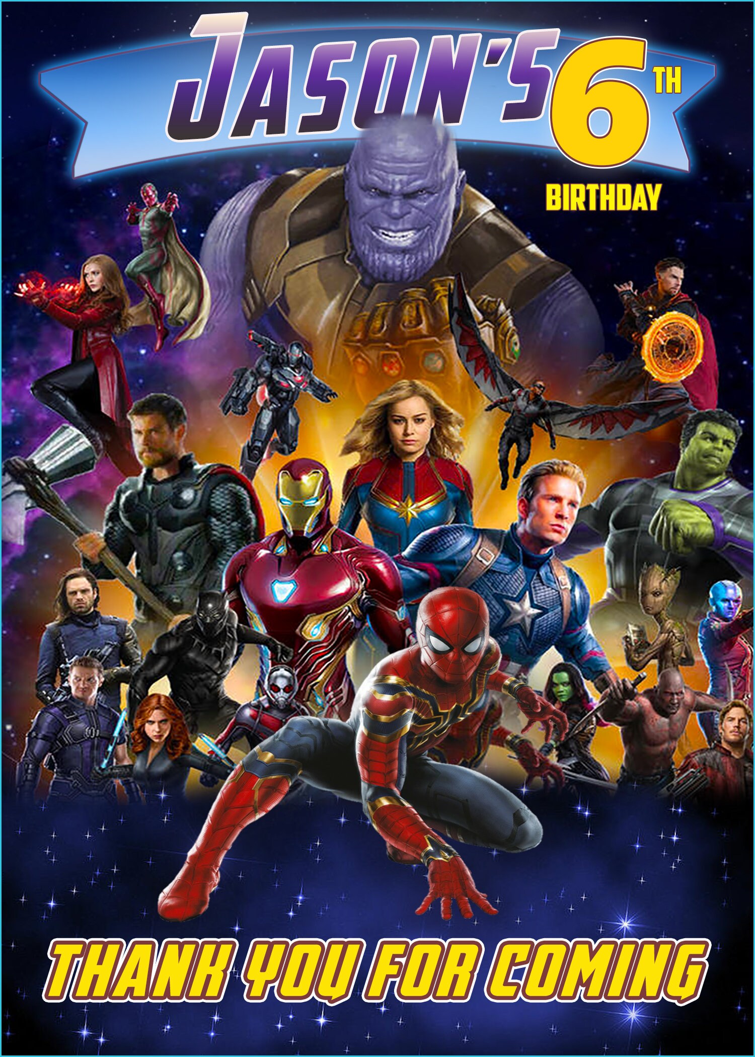 Avengers Endgame Invitation for a superhero birthday - Etsy España
