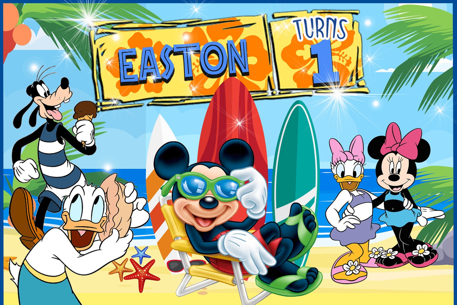 Mickey Pool Party Backdrop Mickey Birthday Decoration - Etsy