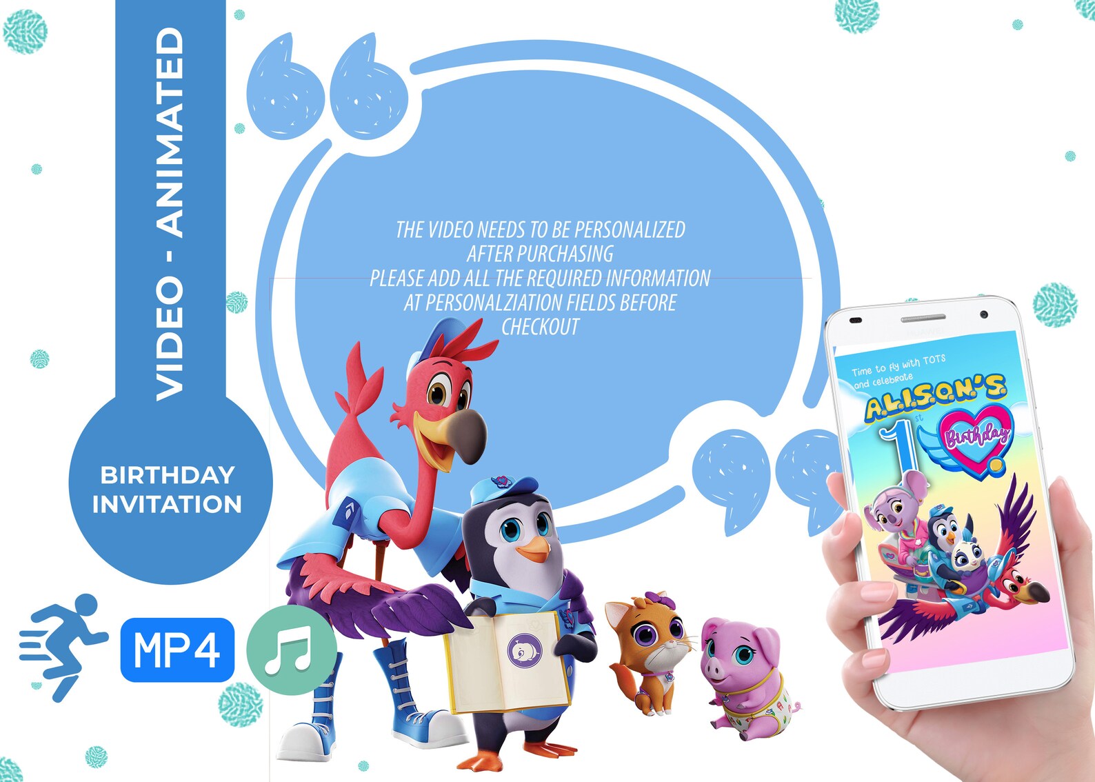 TOTS Birthday Video Invitation TOTS Birthday Animated - Etsy