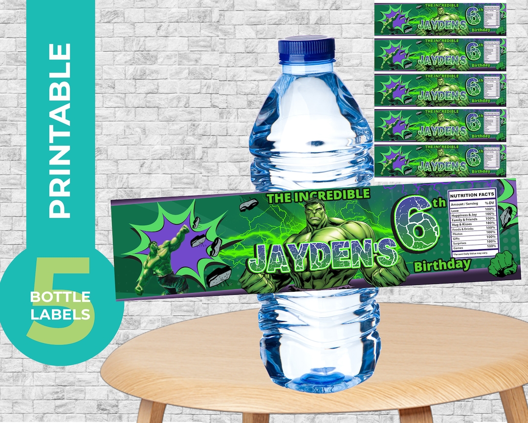 Hulk Printable Bottle Labels - Etsy Australia