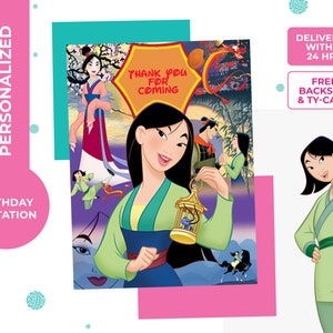 Mulan birthday Invitation, Mulan Invite, Girl Birthday invitation ...