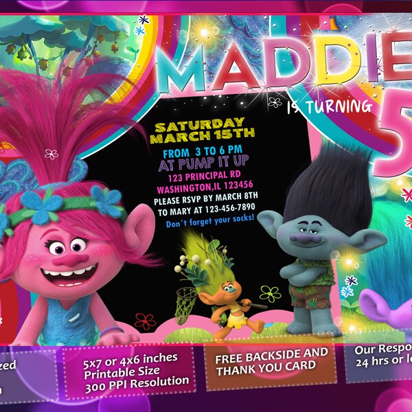 Trolls Invitations - Etsy