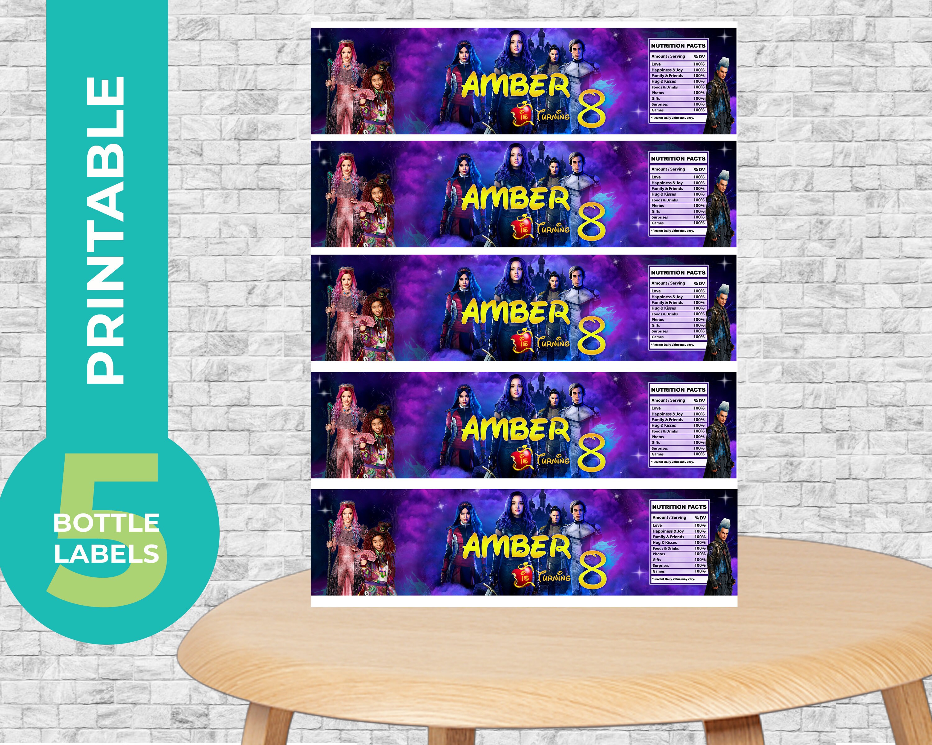 Descendants Printable Bottle Labels - Etsy