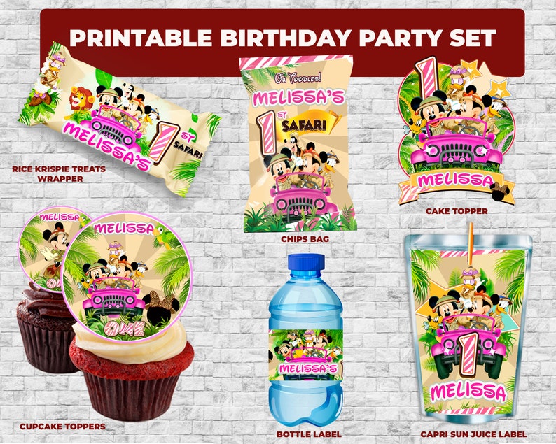 Printable Kids Birthday Party Set: Minnie Safari - Etsy