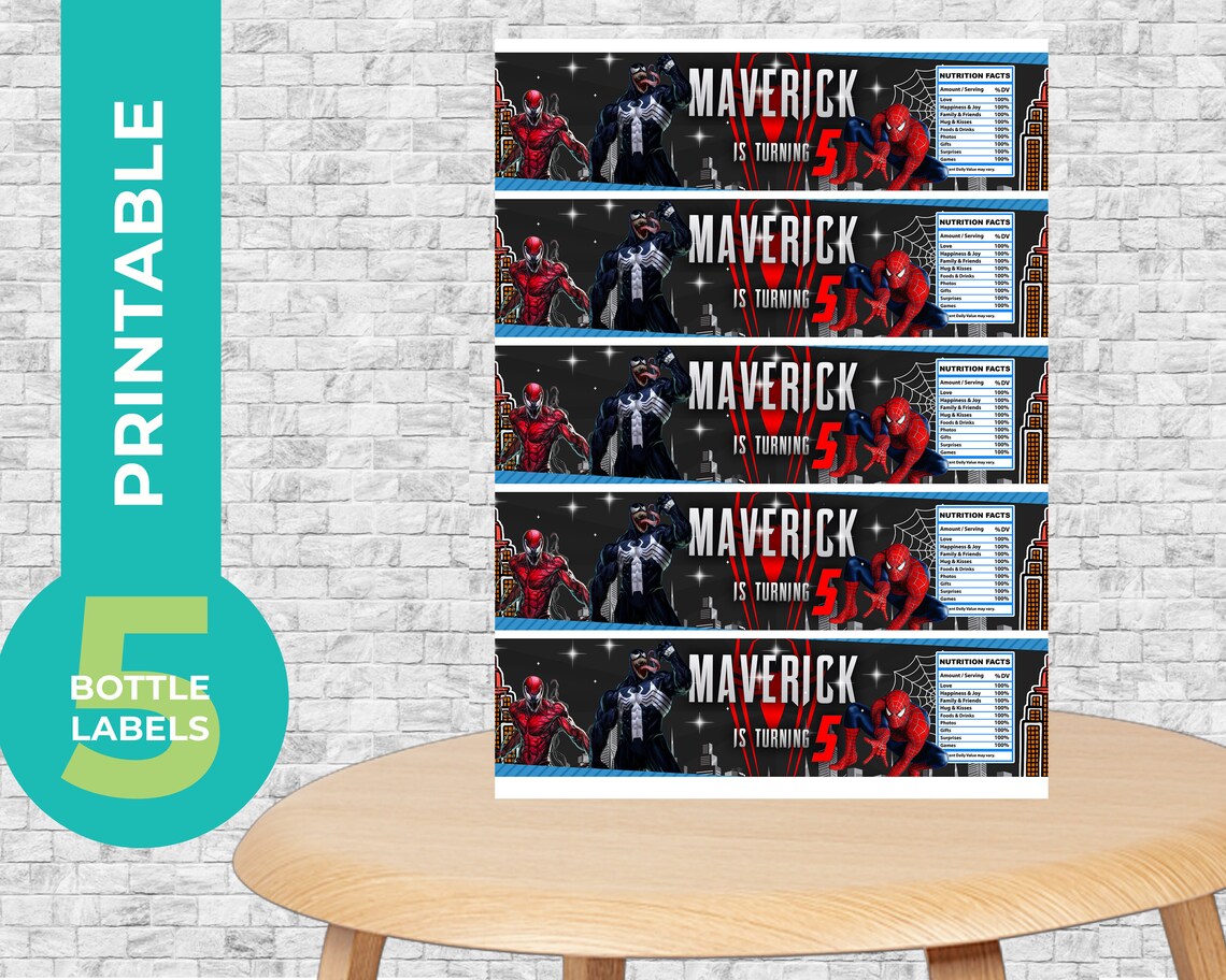 Spiderman Vs Venom Printable Bottle Labels - Etsy