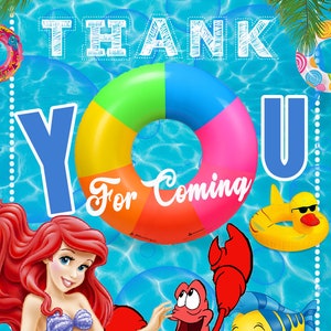 Little Mermaid Pool Party Birthday Invitationsummer Swimming - Etsy