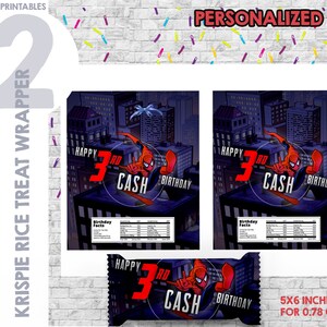 Spiderman Rice Krispie Treats Wrapper, Personalized Printable Wrapper ...