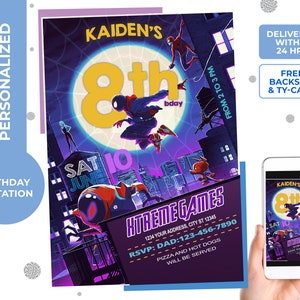 Spiderman Spiderverse Invitation for a Superhero Birthday Party,miles ...