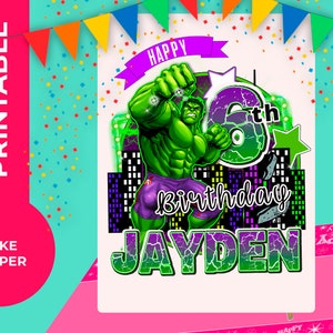 Hulk Printable Cake Topper, Digital Cake Topper, Personalized - Etsy
