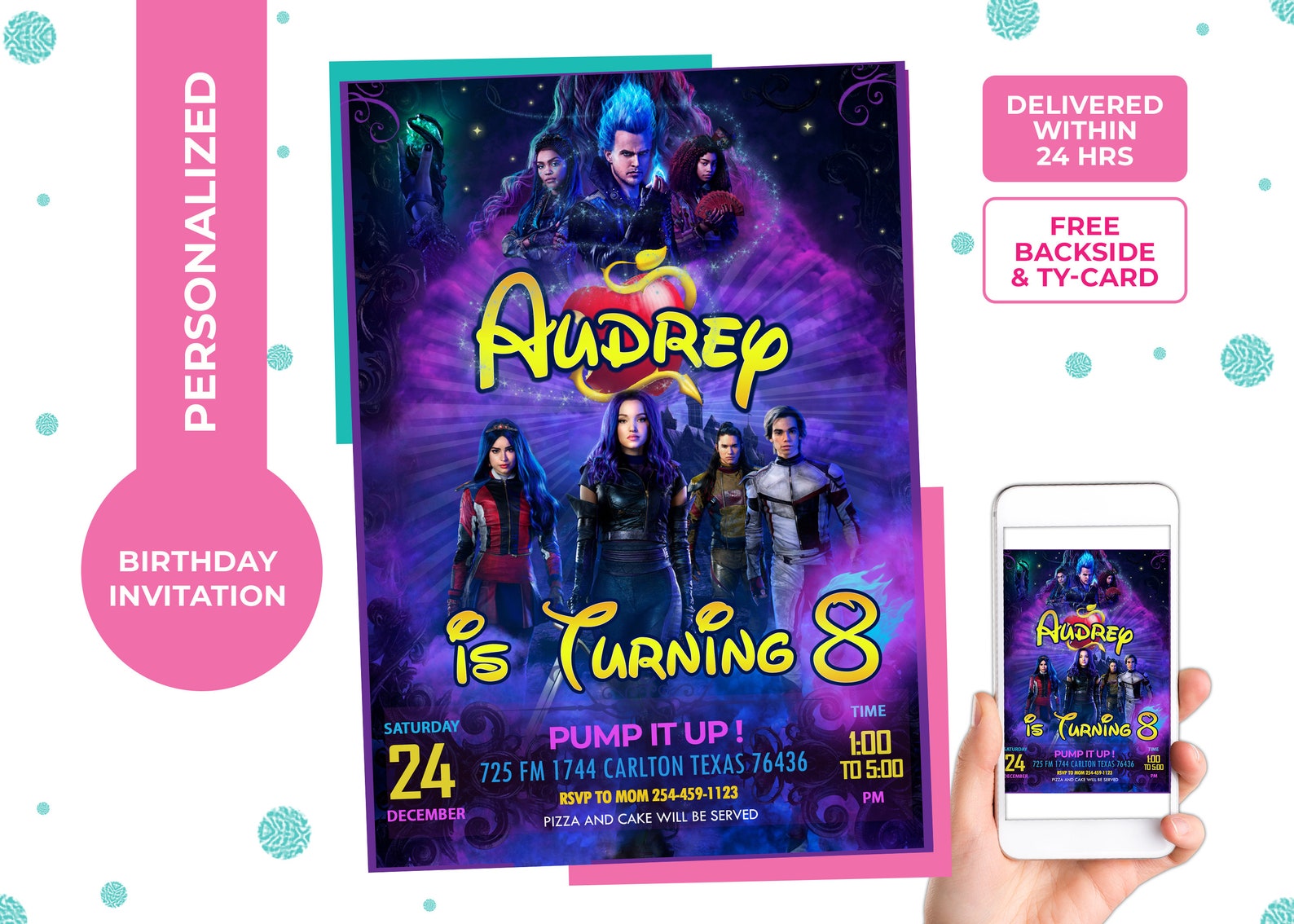 Descendants 3 Invitation Girl Birthday Invitepurple Evil - Etsy