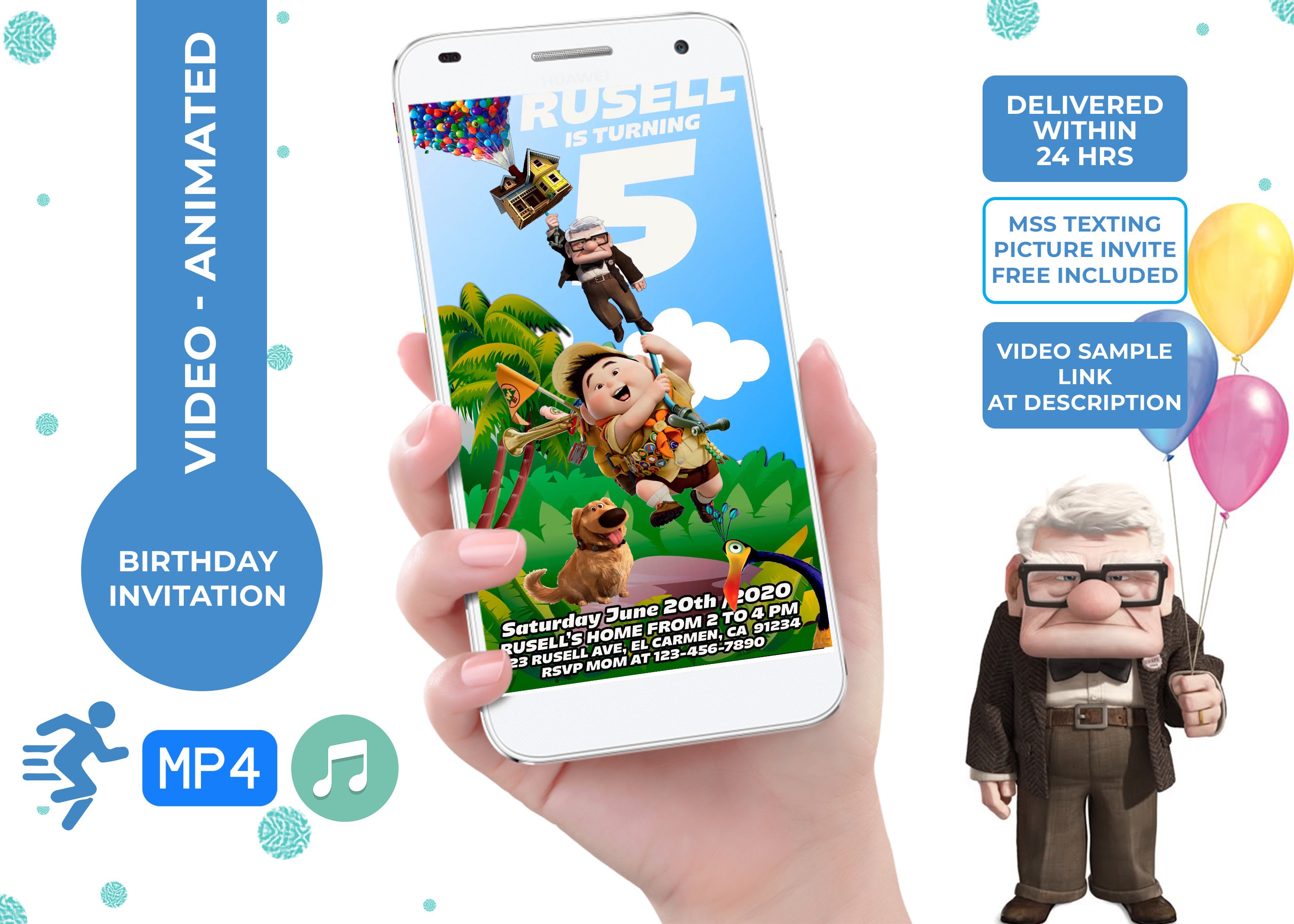 Up Movie Video Invitiation Boy Scout Video Birthday - Etsy