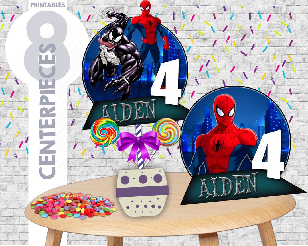 Spiderman and Venom Centerpieces, Birthday Party Table Decoration ...