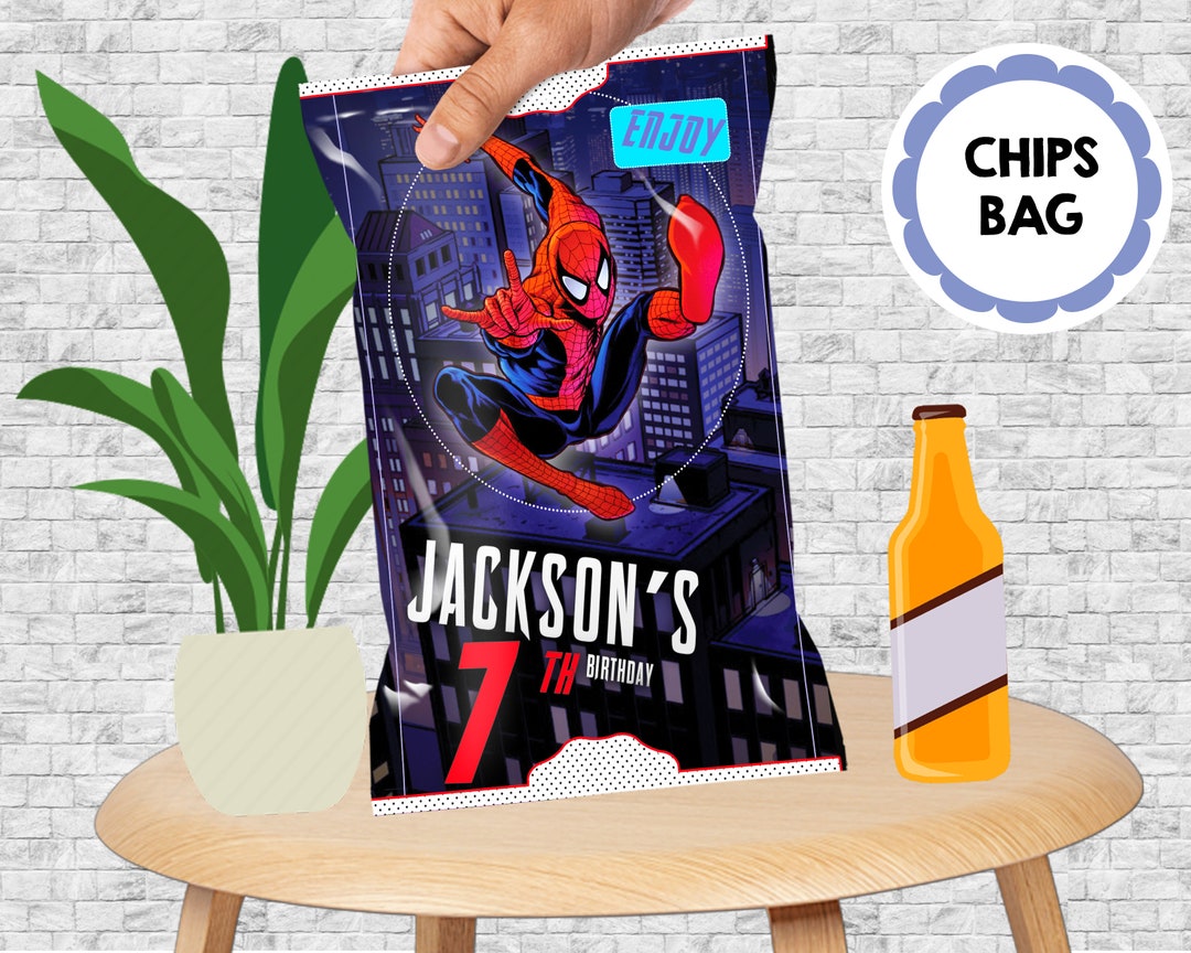 Spiderman Chip Bag, Printable DIY Customizable Small Chip bag for ...
