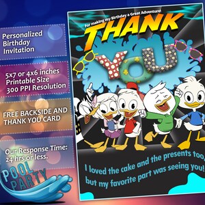 Ducktales Pool Party Invitation, Pool, Swimming Party Digital ...