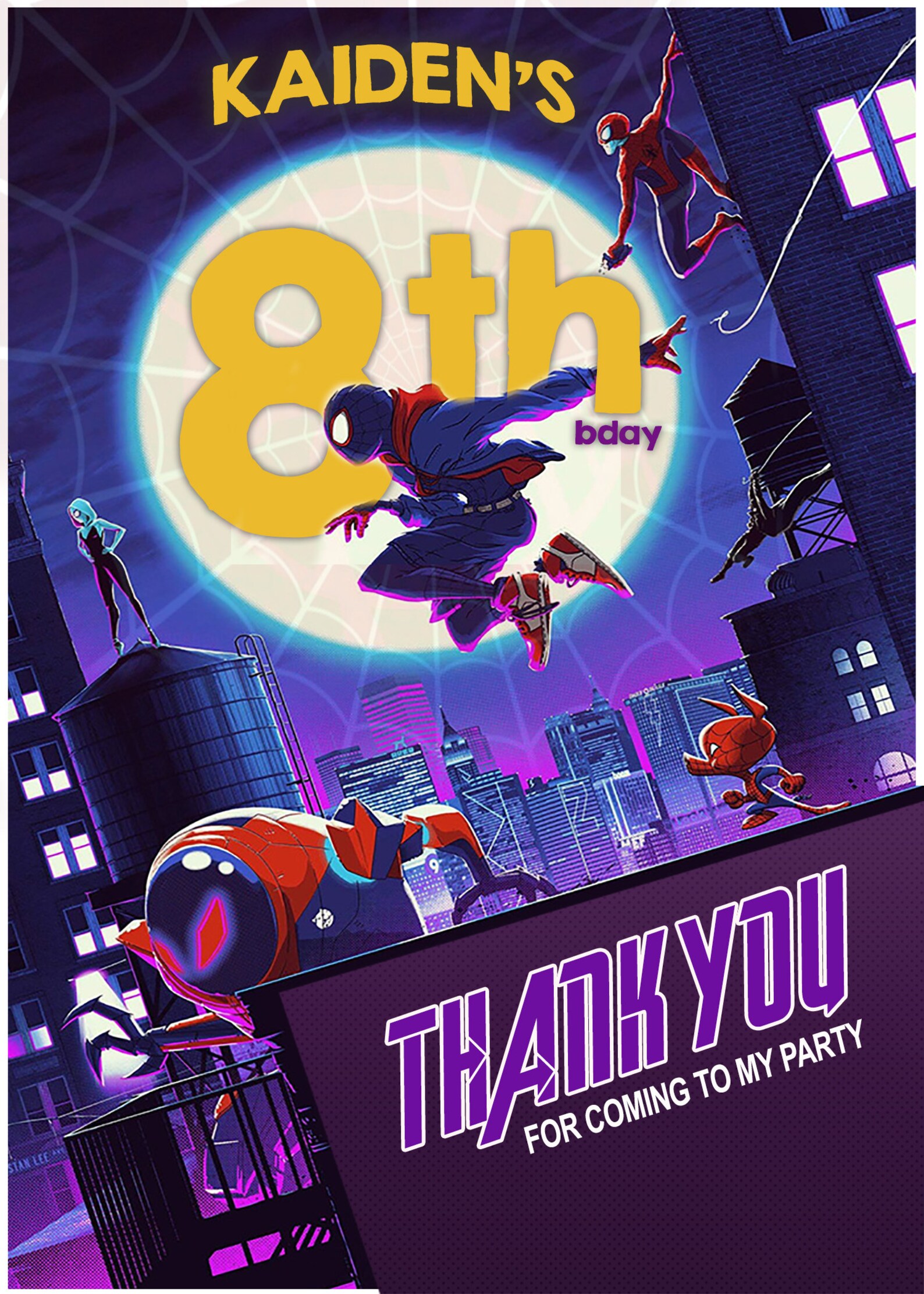 Spiderman Spiderverse Invitation for a Superhero Birthday | Etsy