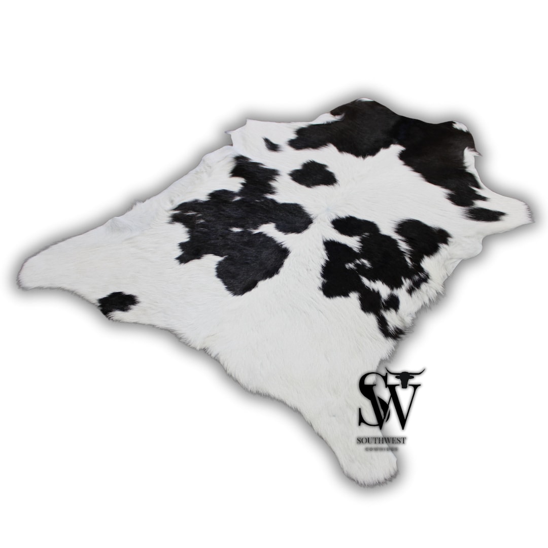 Calfskin Rug Black & White 40x33 Inches Hair on Calf Skin Premium ...
