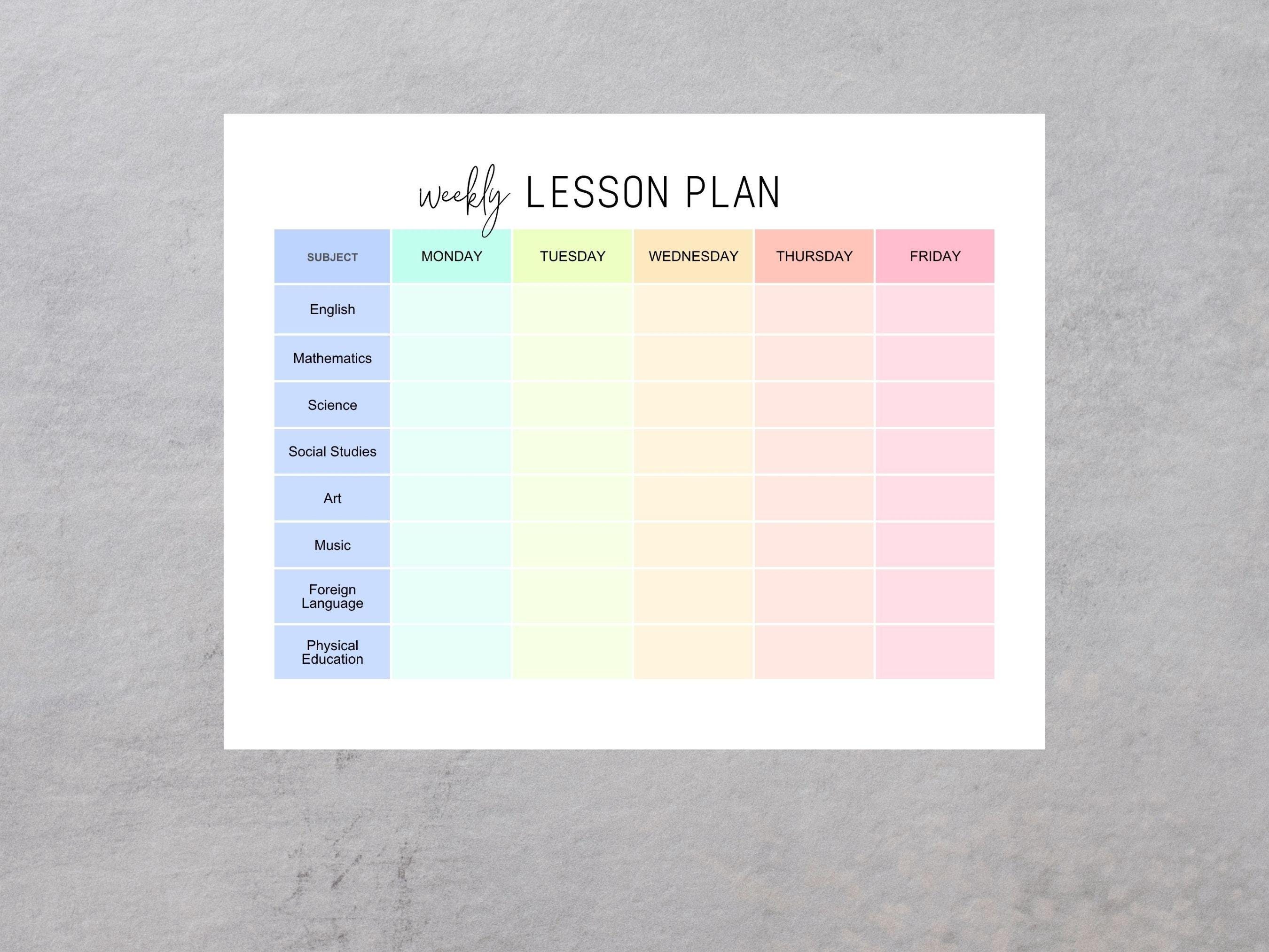Weekly Lesson Plan Printable|editable Teacher Planner|homeschool ...