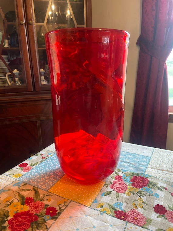 Persimmon Large Art Glass Swirl Vase | Etsy