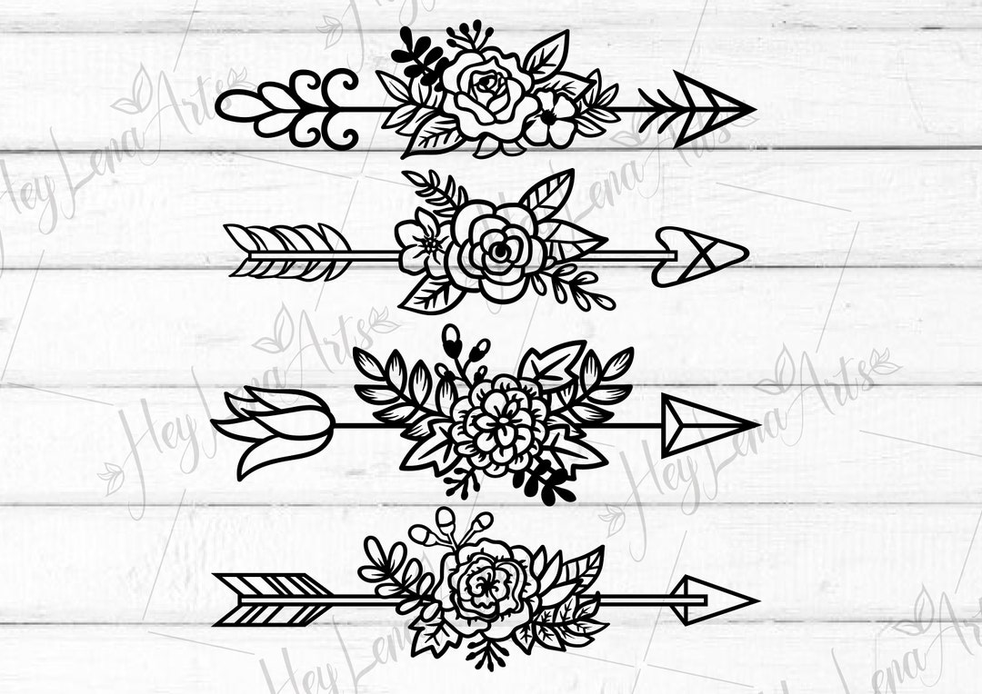 Arrow SVG, Arrow Svg Bundle, Arrow With Flowers Svg, Floral Wreath Svg ...