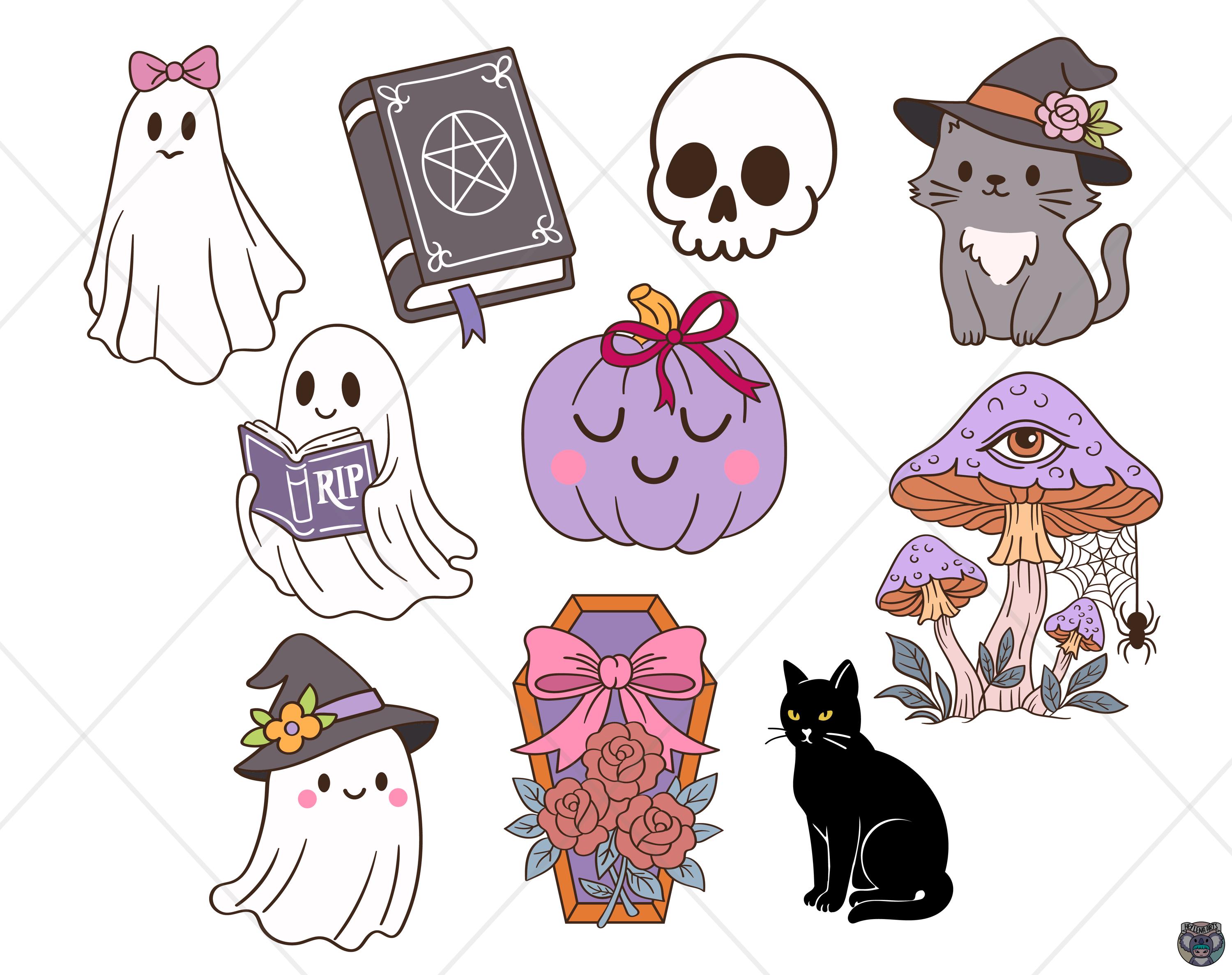 Retro Halloween Clipart Bundle, Spooky Ghosts, Pumpkins (SVG/PNG) - Etsy