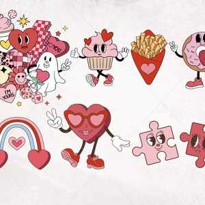 Retro Valentine's Day Clipart Bundle: Groovy PNG SVG PDF - Etsy