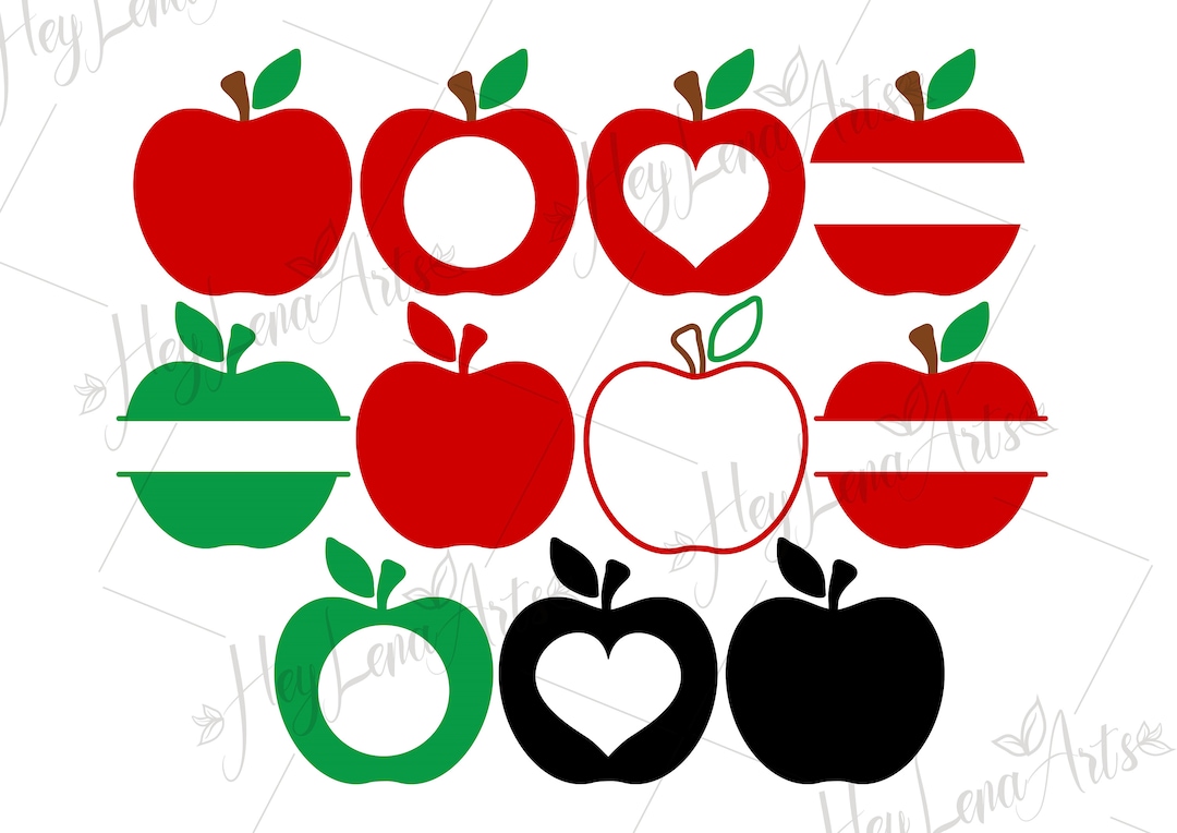 Apple Monogram SVG: Teacher Cut Files for Cricut (digital Download) - Etsy