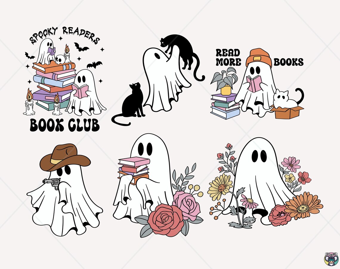 Retro Ghost SVG Bundle: Halloween Spooky Season Designs (digital ...