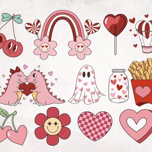 Retro Valentine's Day Clipart Bundle: Groovy PNG SVG PDF - Etsy
